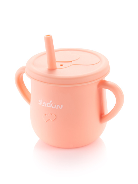 Силиконовая чашка-поильник SLADUN с силиконовой трубочкой, нежно ...