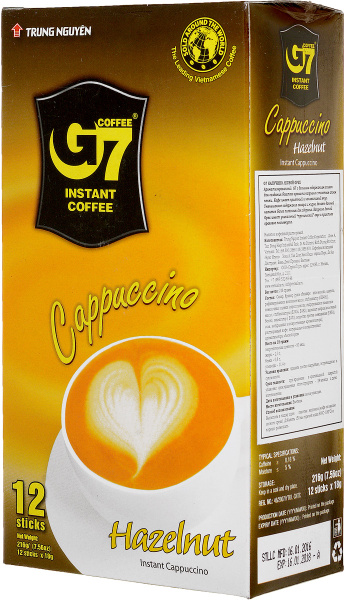 Кофе растворимый вьетнамский 3 в 1 G7 Капучино Лесной орех (Hazelnut ...