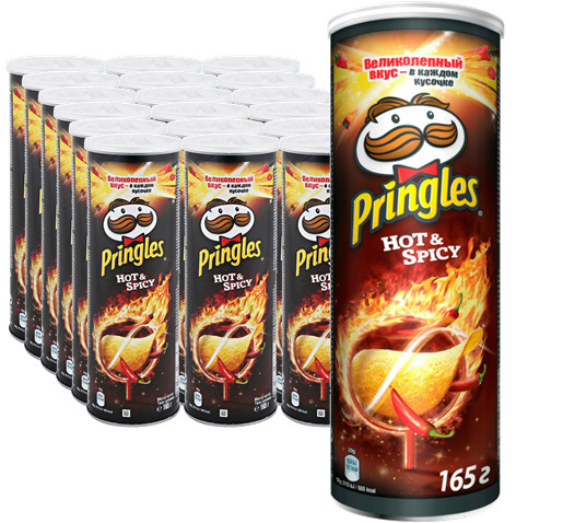 Чипсы Pringles (Принглс) с острым и пряным вкусом, 19 шт по 165 г ...