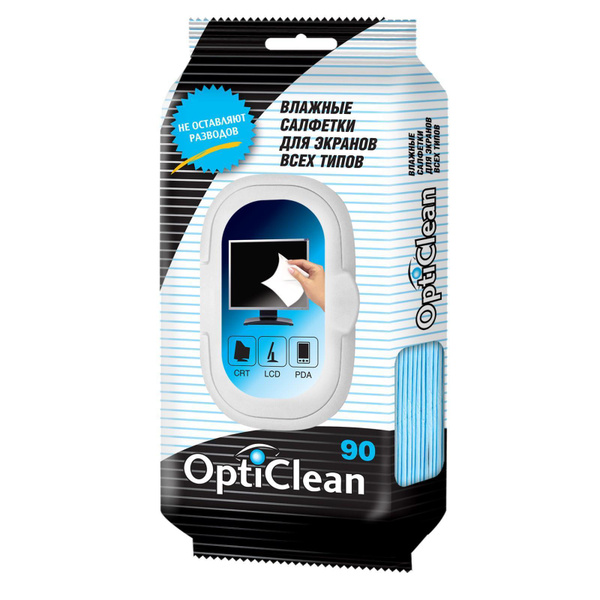Влажные салфетки OptiClean, для экранов, для уборки, 90 шт. - купить с ...