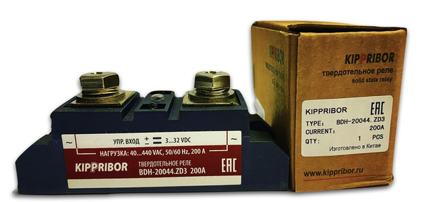 Однофазное твердотельное реле KIPPRIBOR BDH-20044.ZD3 200А, 3-32V DC ...