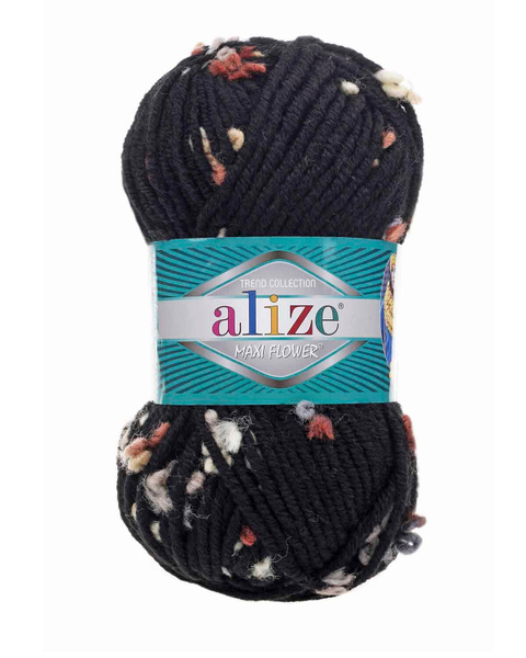 Пряжа Alize Superlana Maxi Flower (Суперлана Макси Фловер) 5085 черный ...