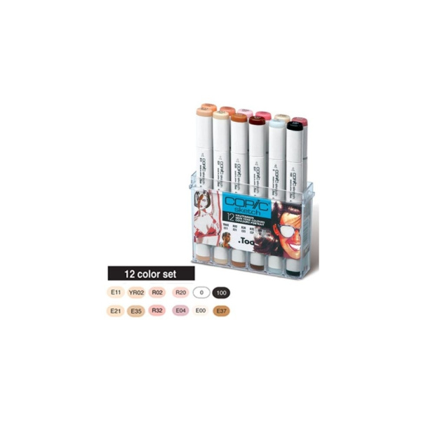 Набор Copic Sketch "Skin Tone colours" 12 маркеров двухсторонних в ...