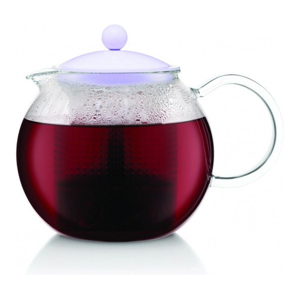 Чайник заварочный стеклянный с прессом Bodum Assam, 1 л, цвет вербена ...
