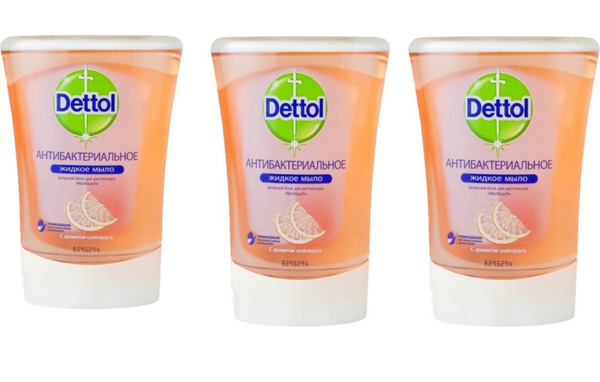 Запасной блок жидкого мыла "Dettol", с ароматом грейпфрут, 700 мл ...