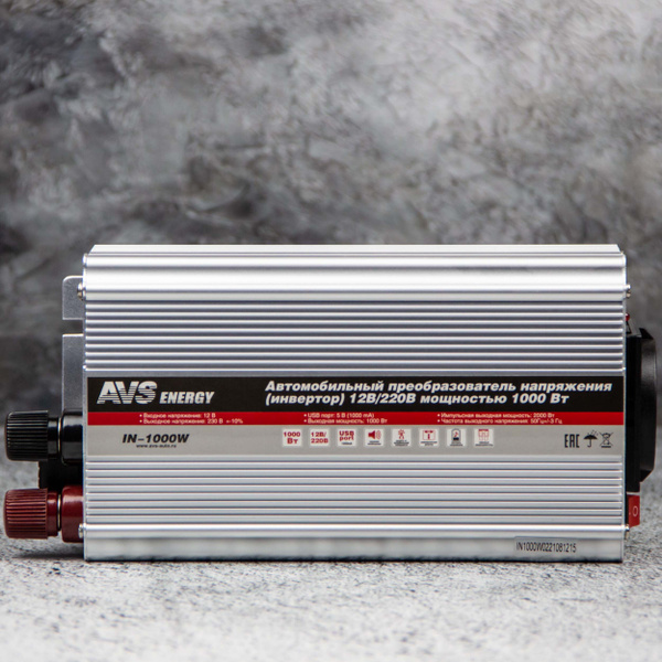 Инвертор автомобильный AVS 12/220V / Преобразователь тока IN - 1000W / Автомобильный ...