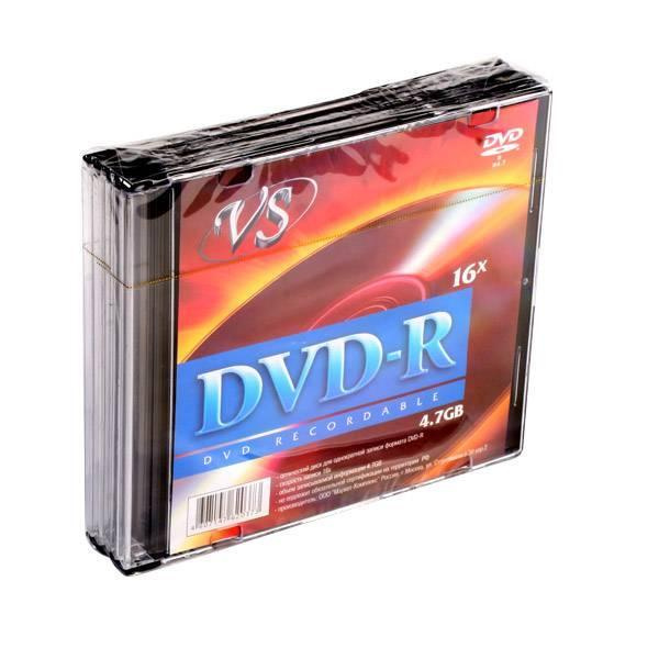 Оптический диск DVD-R VS 4.7Gb, 16x, slim case, 1шт. (VSDVDRSL01 ...