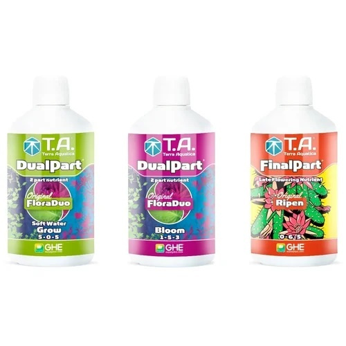 Комплект удобрений, Terra Aquatica DualPart, (Grow SW + Bloom + FinalPart), 3шт. по 0.5л, (GHE ...