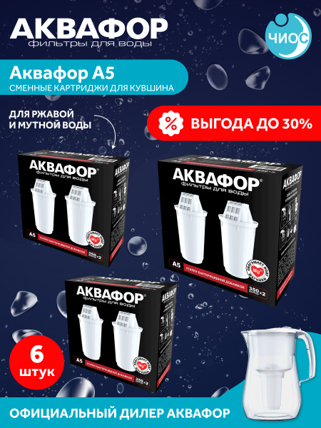 Комплект картриджей Аквафор А5 для кувшина (6 штук) купить на OZON по ...
