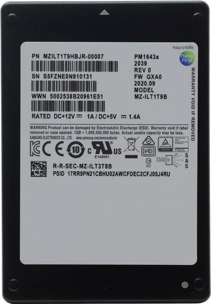 1,92 ТБ Внутренний SSD-диск Samsung PM1643a 1.92 TB (MZILT1T9HBJR-00007 ...