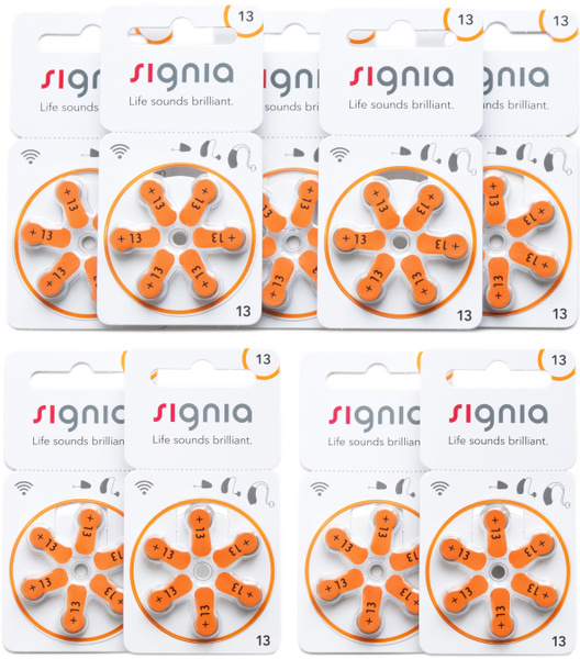 Signia Батарейка PR48 (ZA13, V13A, DA13), Воздушно-цинковый тип, 1,4 В, 54 шт - купить с ...