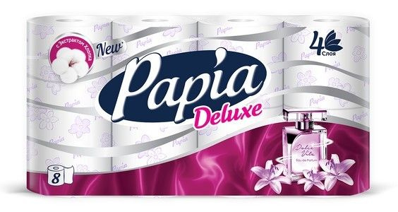 Papia Deluxe туалетная бумага Dolce Vita белая четырёхслойная 8шт ...