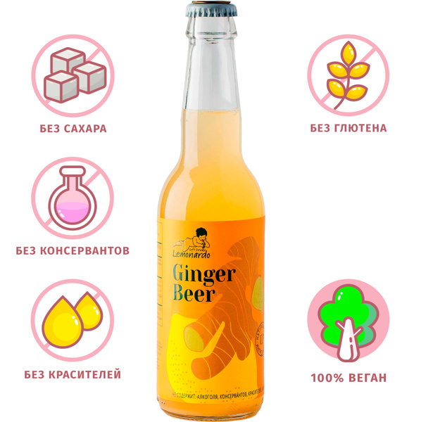 Газированный напиток Имбирный лимонад без сахара / Lemonardo Ginger ...