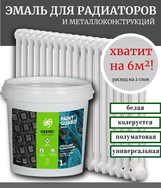 Эмаль для радиаторов отопления белая полуматовая PaintGuard 1кг купить ...