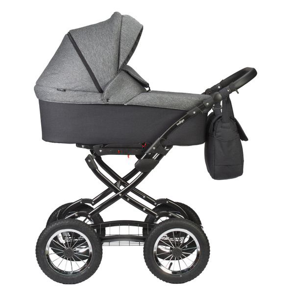 Коляска CHARLOTTE Sity Classic 12" (Indigo) (Cs 04 (черный+т.серый ...