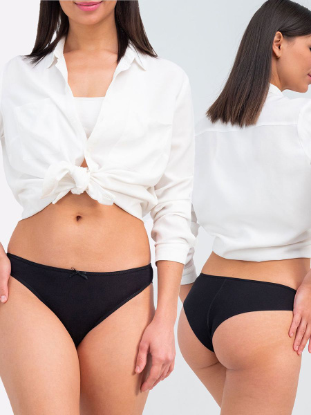 Трусы Женский Donella бразильяна Трикотаж черный, размер 46, 48 Средняя Турция Домашний ...