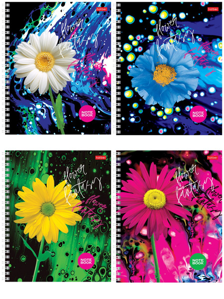 Набор тетрадей Hatber 80 листов, формата А5, в клетку, на гребне, 65 г/кв. м, 4 штуки/4 дизайна ...