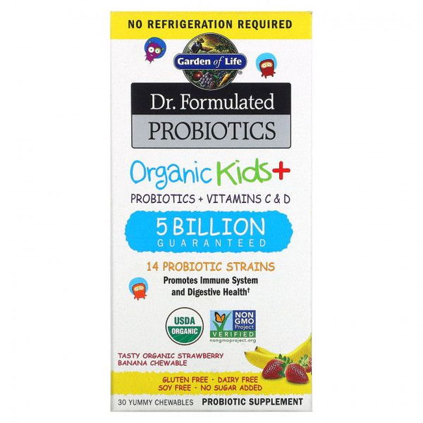Organic Kids+ пищевая добавка, Garden of Life, Dr Formulated Probiotics ...