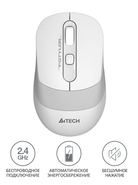 Мышь беспроводная A4Tech Fstyler FG10_1204069 FG10 WHITE, черный ...