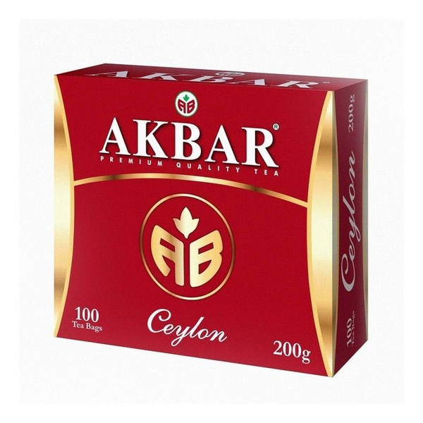 чай черный Akbar Ceylon AB в пакетиках с/я 2 гр*100 пак. красная пачка ...