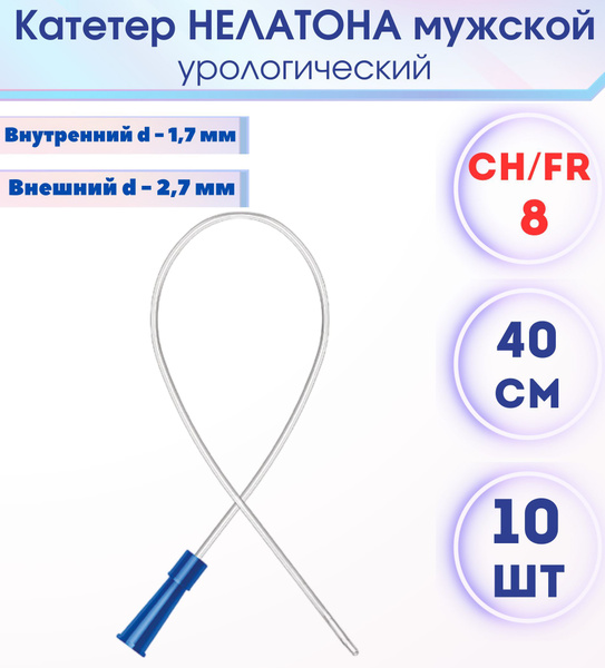 Катетер урологический Нелатона мужской, Mederen Ch / Fr 8, 10 штук ...