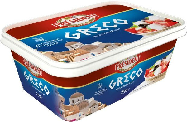 Рассольный сыр President Greco, 250 г - купить с доставкой по выгодным ...