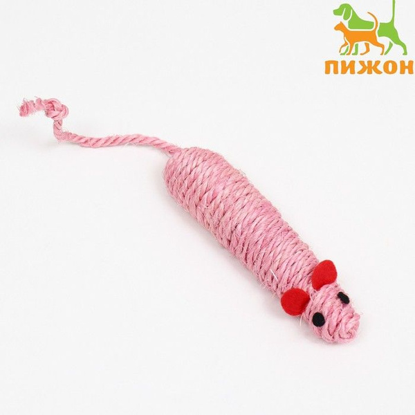 Игрушка сизалевая "Длинная мышь", 14,5 см, розовая - купить с доставкой ...