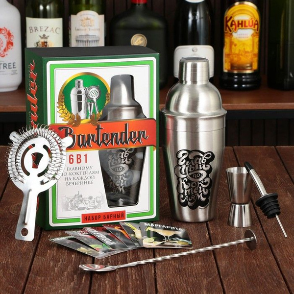 Набор барный Bartender, 5 предметов, карточки с рецептами - купить с доставкой по выгодным ценам ...