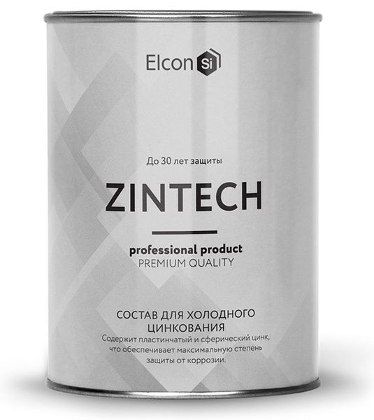 Грунт-эмаль Elcon Цинконаполненная Zintech Быстросохнущая, Цинковая, Полуматовое покрытие, серый ...