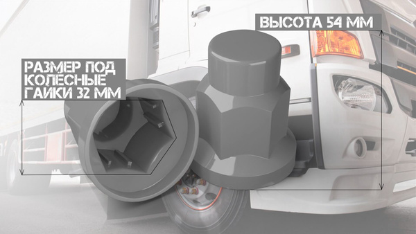 Колпачки на колесные гайки 32 мм пластиковый 60 шт, серый / серебро ...