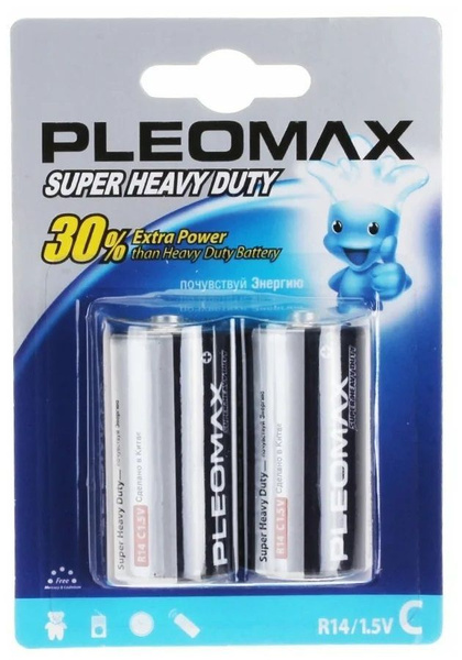 Батарейка Pleomax Super R14 C BL2 Heavy Duty 1.5V (2/12) - купить с ...