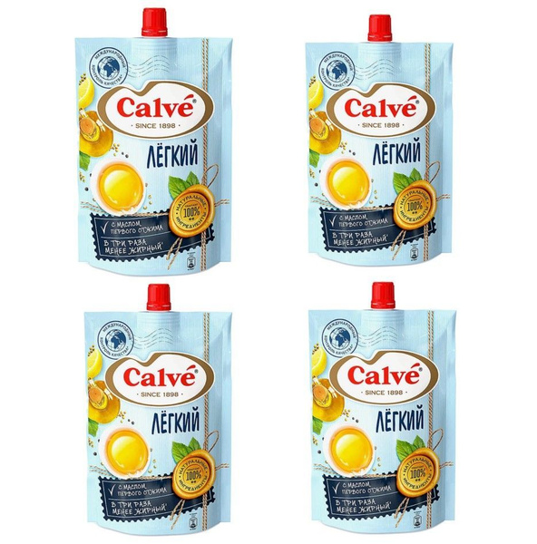 Calve, соус майонезный Легкий 4 шт по 400 гр - купить с доставкой по выгодным ценам в интернет ...