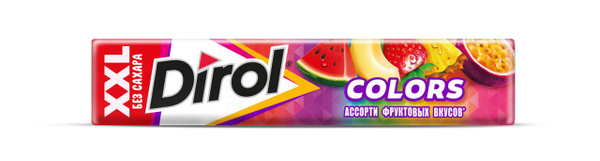 Жевательная резинка Dirol Colors XXL без сахара ассорти Фруктовых ...