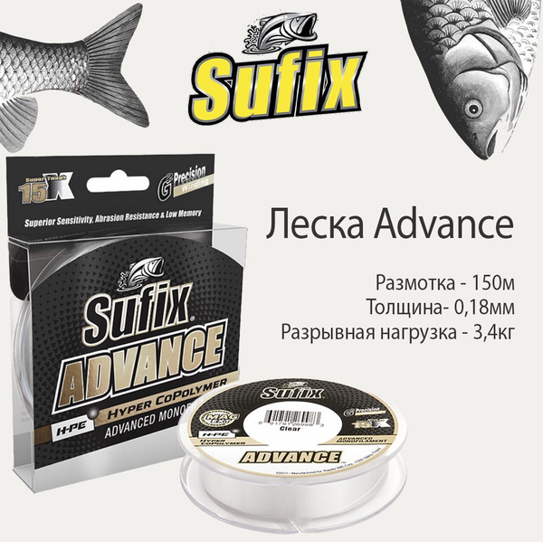 Монофильная леска для рыбалки SUFIX Advance, 1 шт. по 150 м купить c доставкой на OZON по низкой ...