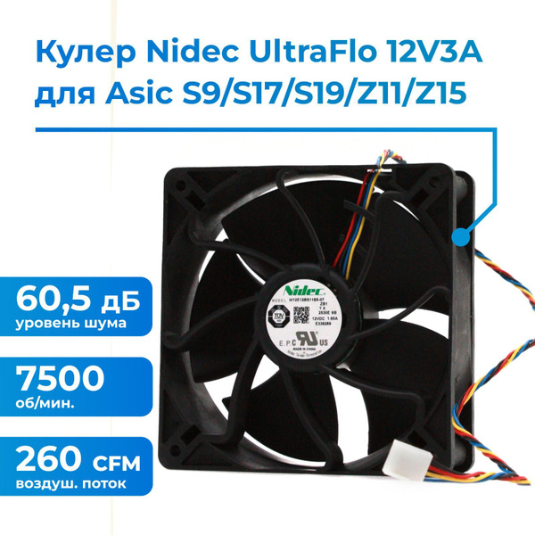 Вентилятор (кулер) охлаждения для Антмайнер Nidec 4 pin (120x120 ...