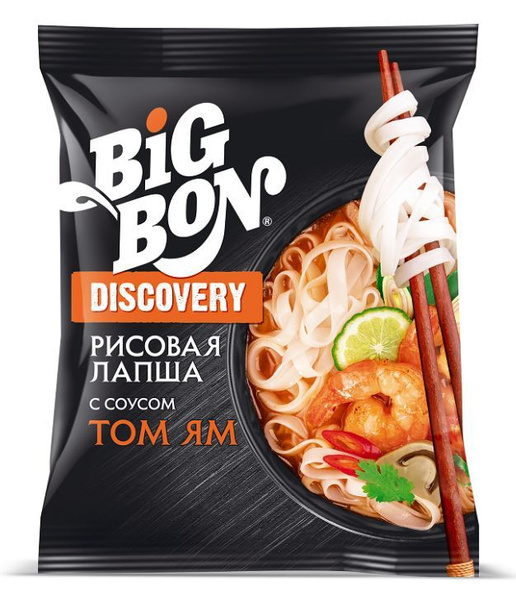 Лапша быстрого приготовления Big Bon Discovery Рисовая с соусом Том Ям ...