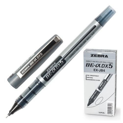 Ручка-роллер Zebra "Zeb-Roller DX5", корпус серебристый, узел 0,5 мм ...