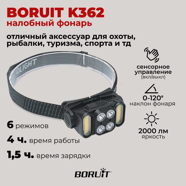 Boruit Налобный фонарь - купить с доставкой по выгодным ценам в ...