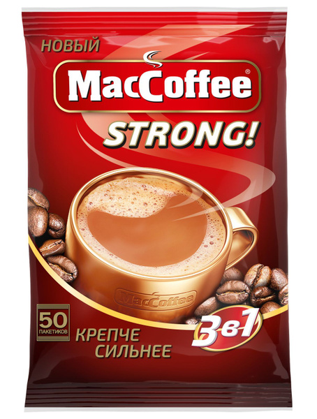 Кофейный напиток MacCoffee Strong, 3 в 1, 50 шт - купить с доставкой по ...