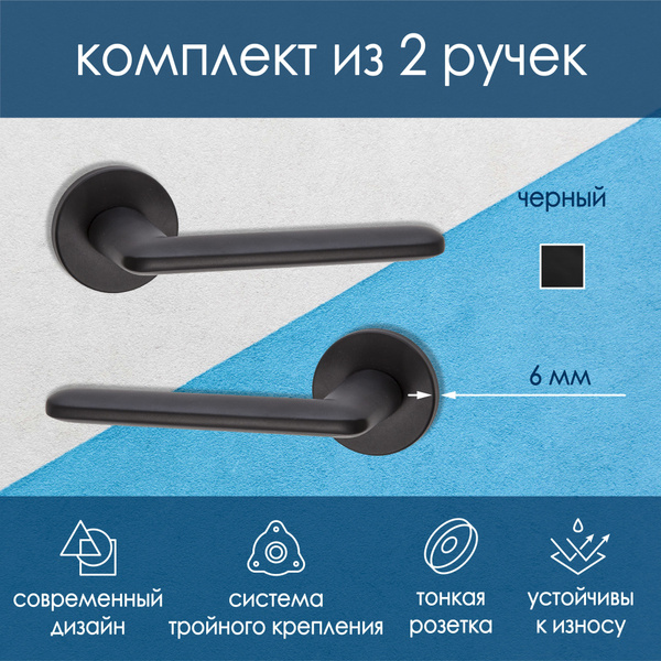 Ручка дверная межкомнатная, на круглой розетке "Ристретто", серия SLIM ...