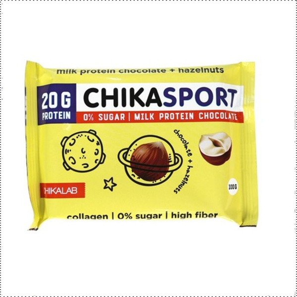 Шоколад Chikalab Chika Sport протеиновый молочный с фундуком, 100г (12 ...