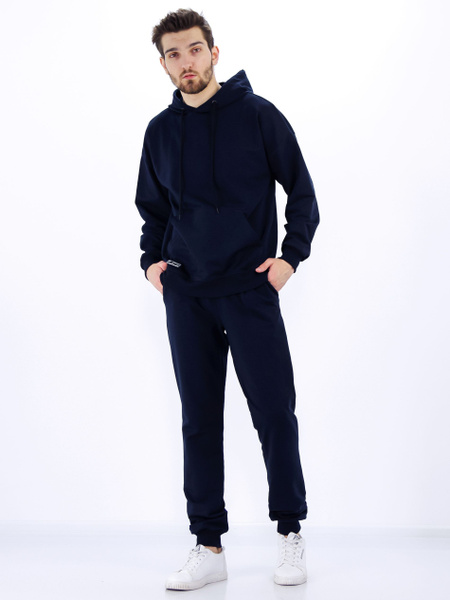 Костюм спортивный Мужской SangerSTYLE Спортивный темно-синий, размер 46 Хлопок Бег Логотип, рост ...