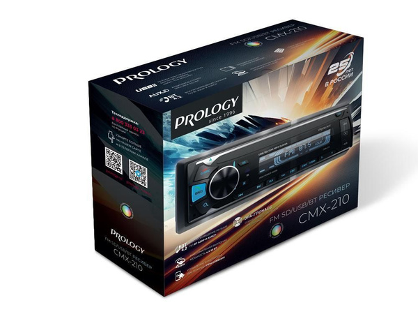 Автомагнитола PROLOGY CMX-210 (4x55Вт FM, SD, USB, AUX, Bluetooth, многоцветная)1 DIN - купить в ...