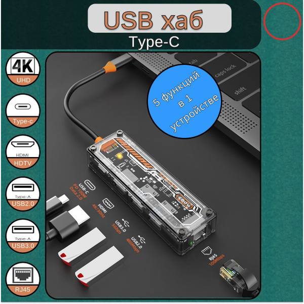 Характеристики Прозрачный Usb Hub 3 0 Type C Type C Hub для Macbook