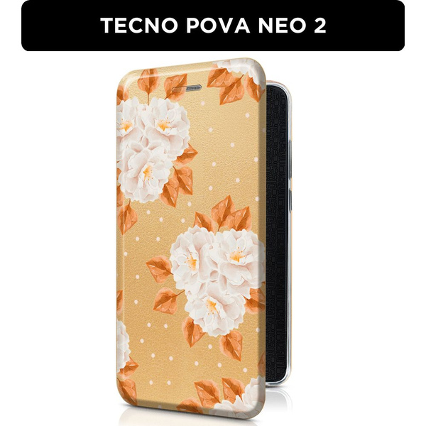 Чехол-книжка на Tecno Pova Neo 2 / Текно Пова Нео 2 с рисунком "Бежевые ...