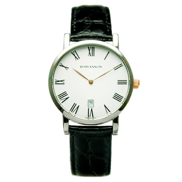 ROMANSON TL 5507NM 1J(WH) мужские кварцевые наручные часы с апертурой ...