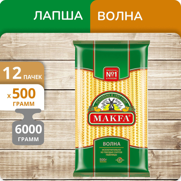 Упаковка 12 пачек Лапша широкая "Волна" Макфа 500г - купить с доставкой ...