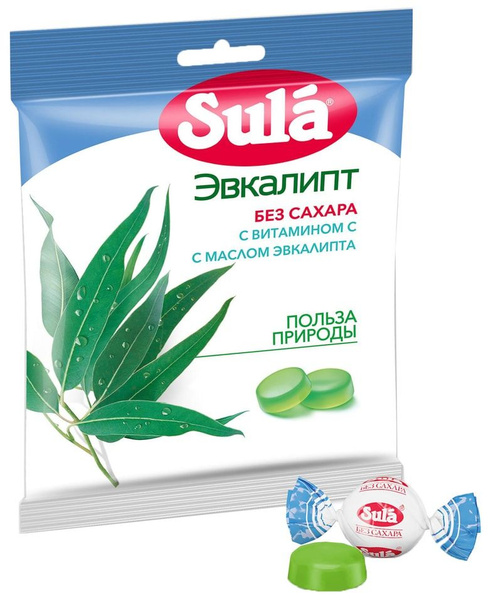 Карамель Sula Эвкалипт без сахара 60г х1шт - купить с доставкой по выгодным ценам в интернет ...