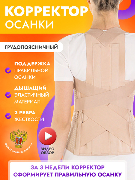 Характеристики Корсет для осанки грудопоясничный бежевый, фиксатор ...