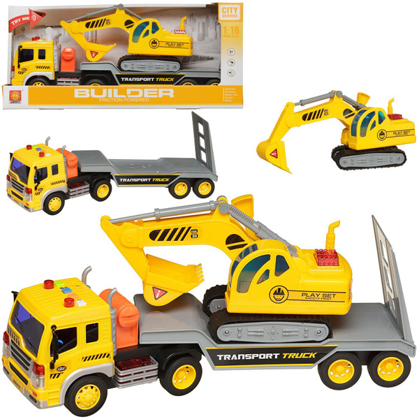 Набор машинок Junfa Эвакуатор с экскаватором 1:16 фрикционный свет звук - купить с доставкой по ...